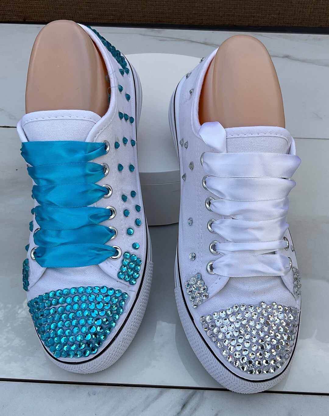 Blue or Clear Rhinestone Embellished Wedding Sneakers - Etsy