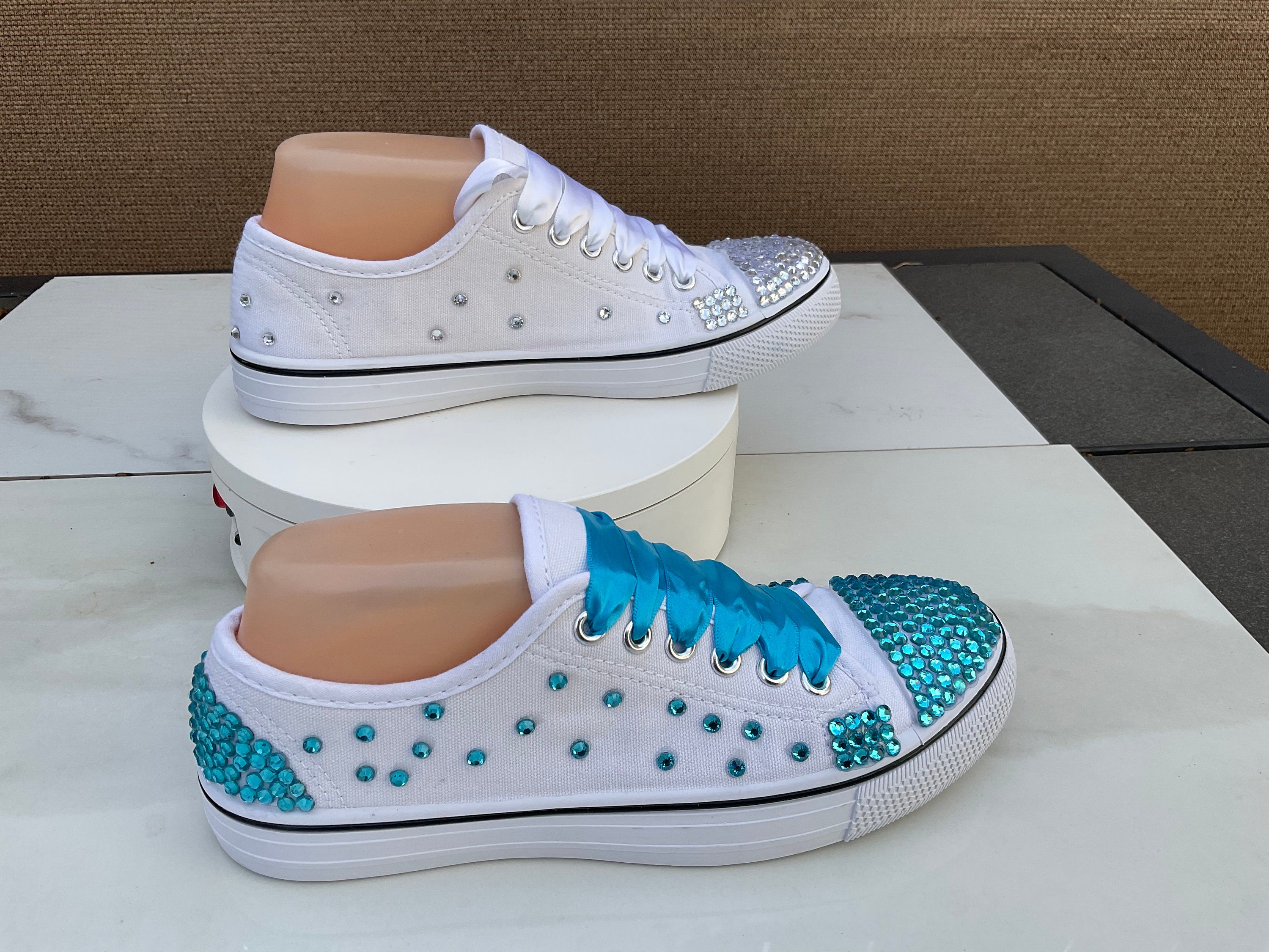 Blue or Clear Rhinestone Embellished Wedding Sneakers | Etsy