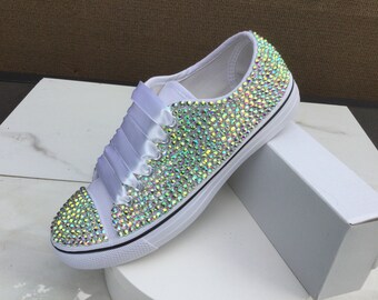 Blue or Clear Rhinestone Embellished Wedding Sneakers | Etsy