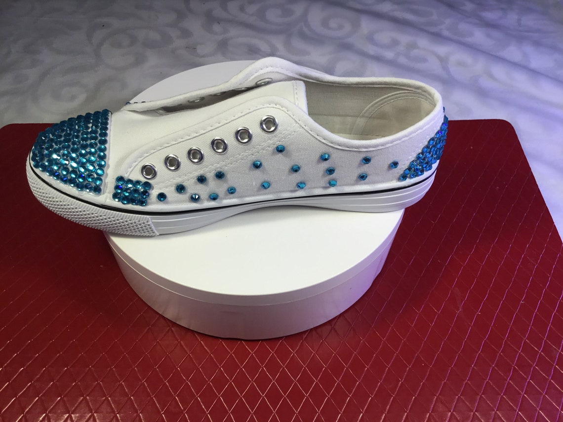 Blue or Clear Rhinestone Embellished Wedding Sneakers | Etsy