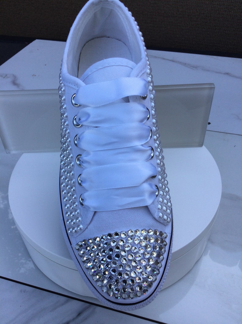 Rhinestone and Pearlized Bead Embellished Wedding Sneakers - Etsy
