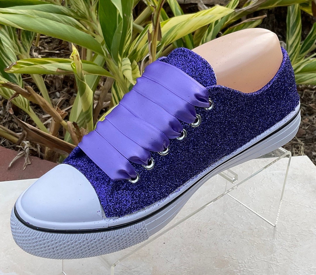 Purple Glitter Sneakers With Optional Purple Satin Laces - Etsy