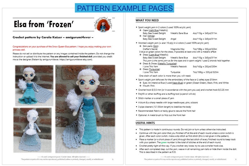 Snow Queen ELSA Amigurumi Pattern Crochet Doll Pattern - Etsy UK