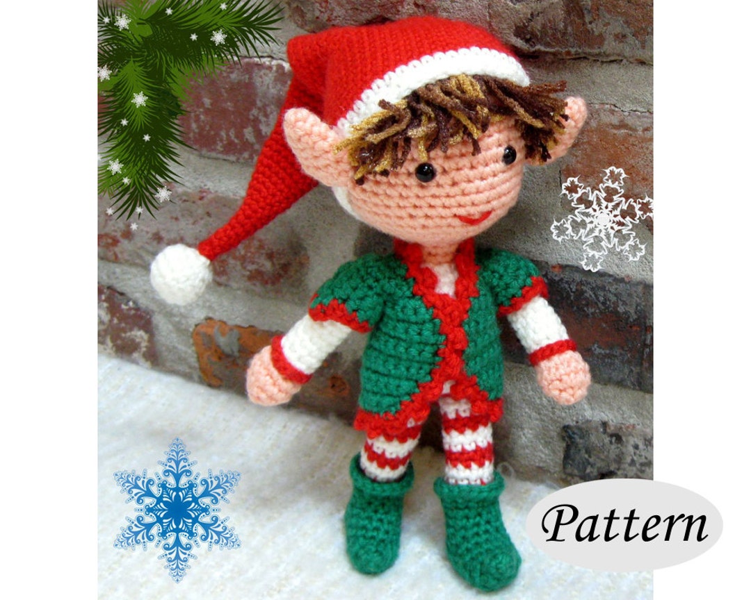 Navidad Navidad ELF BOY Patrón Amigurumi Muñeco de Ganchillo Tutorial ...