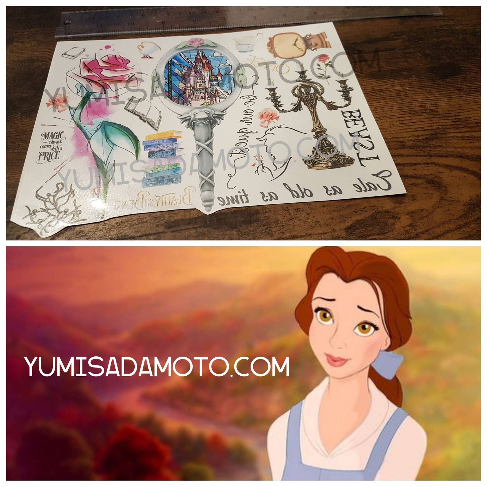Belle Temporary Tattoo for Modern Belle Cosplay, for Fun or Kid Beauty ...