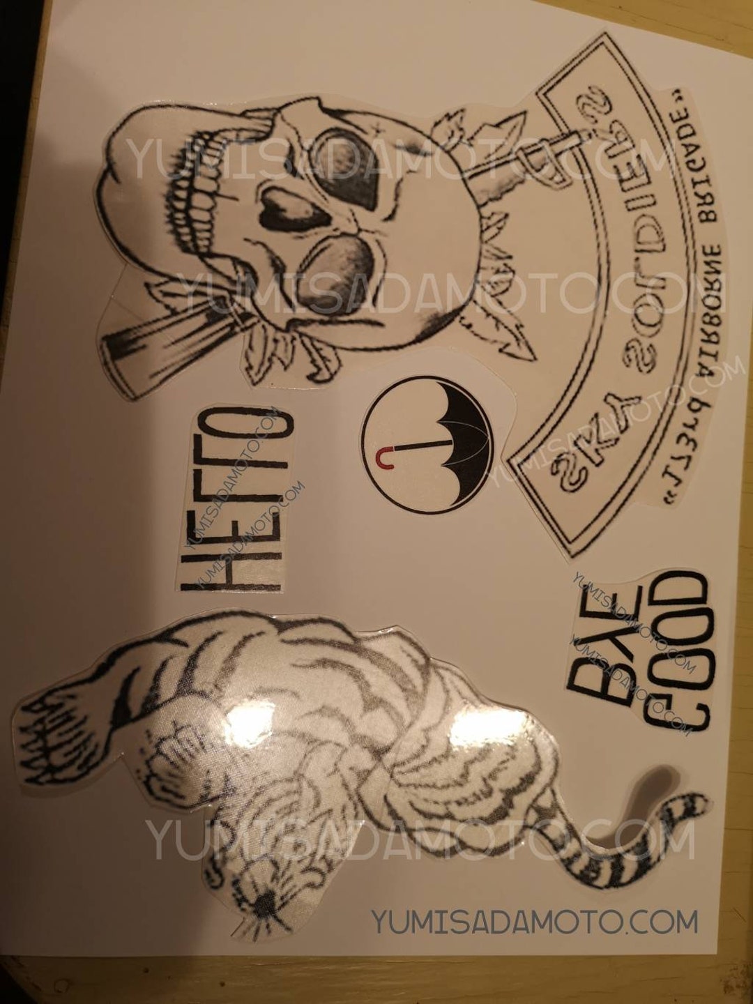 Klaus Umbrella Academy Tattoo Kit Hello Goodbye Tiger & Skull Season 2 ...