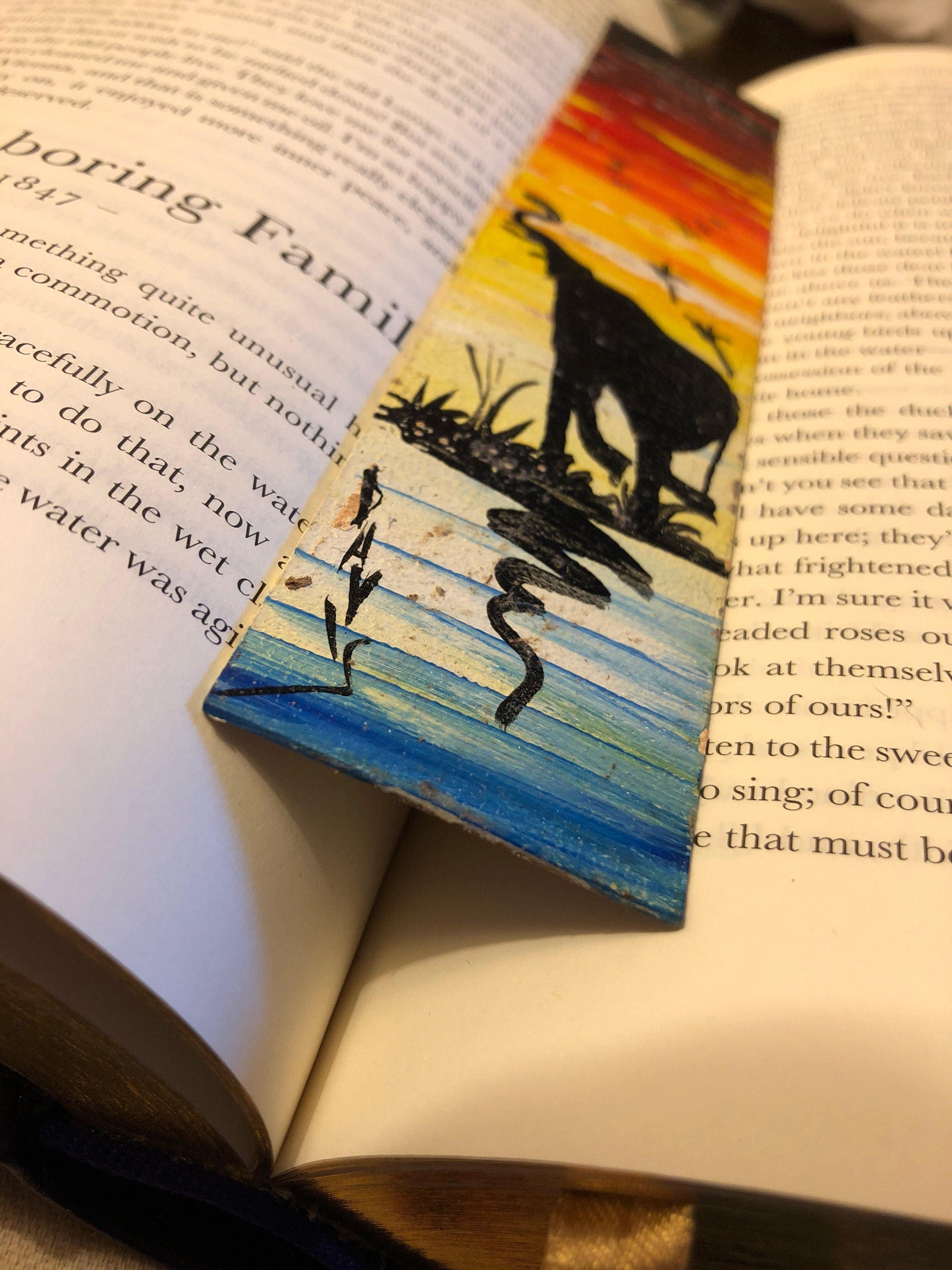 African Hand Painted Leather Bookmark - Elephant at Sunset - Etsy