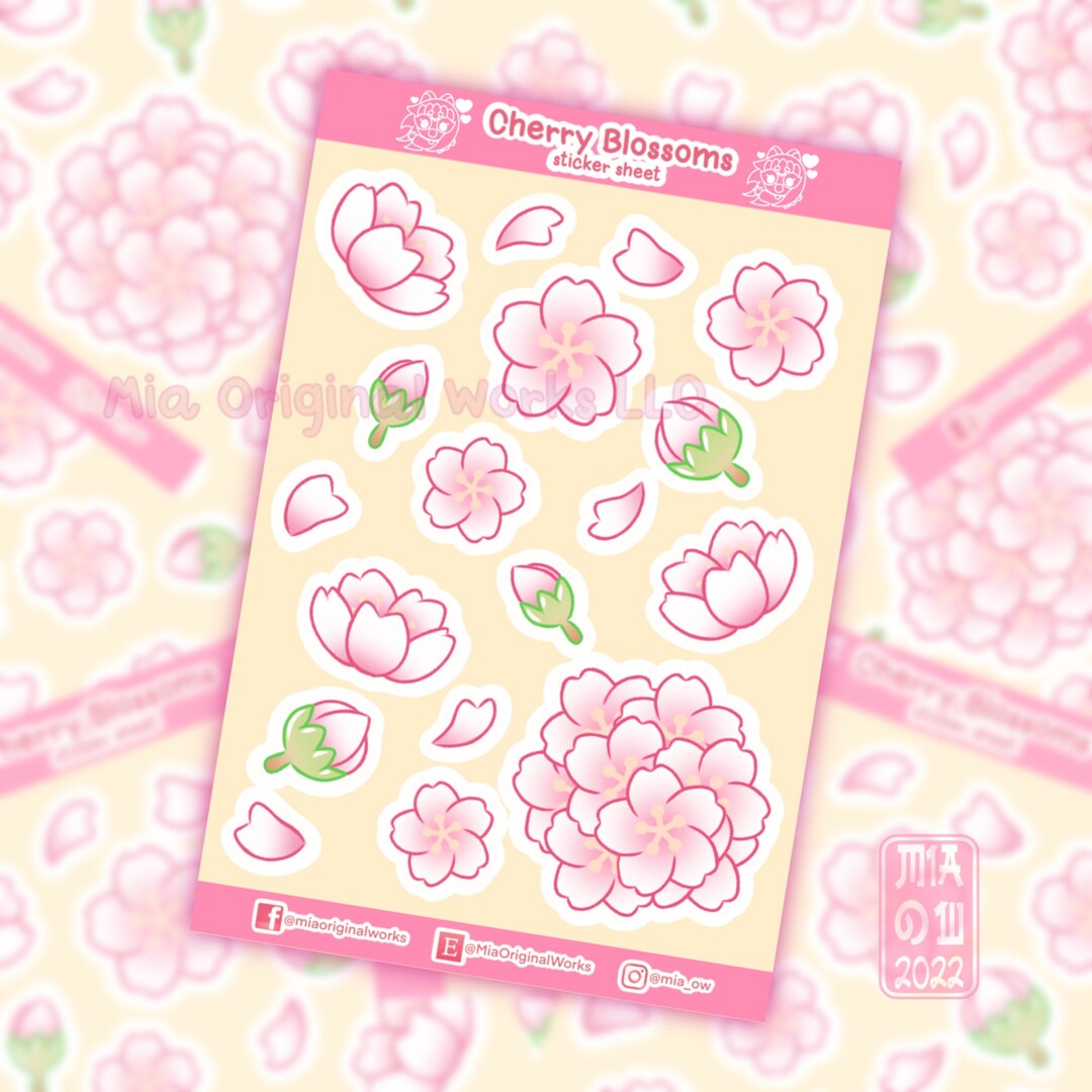 Sakura Cherry Blossoms Sticker Sheet - Etsy