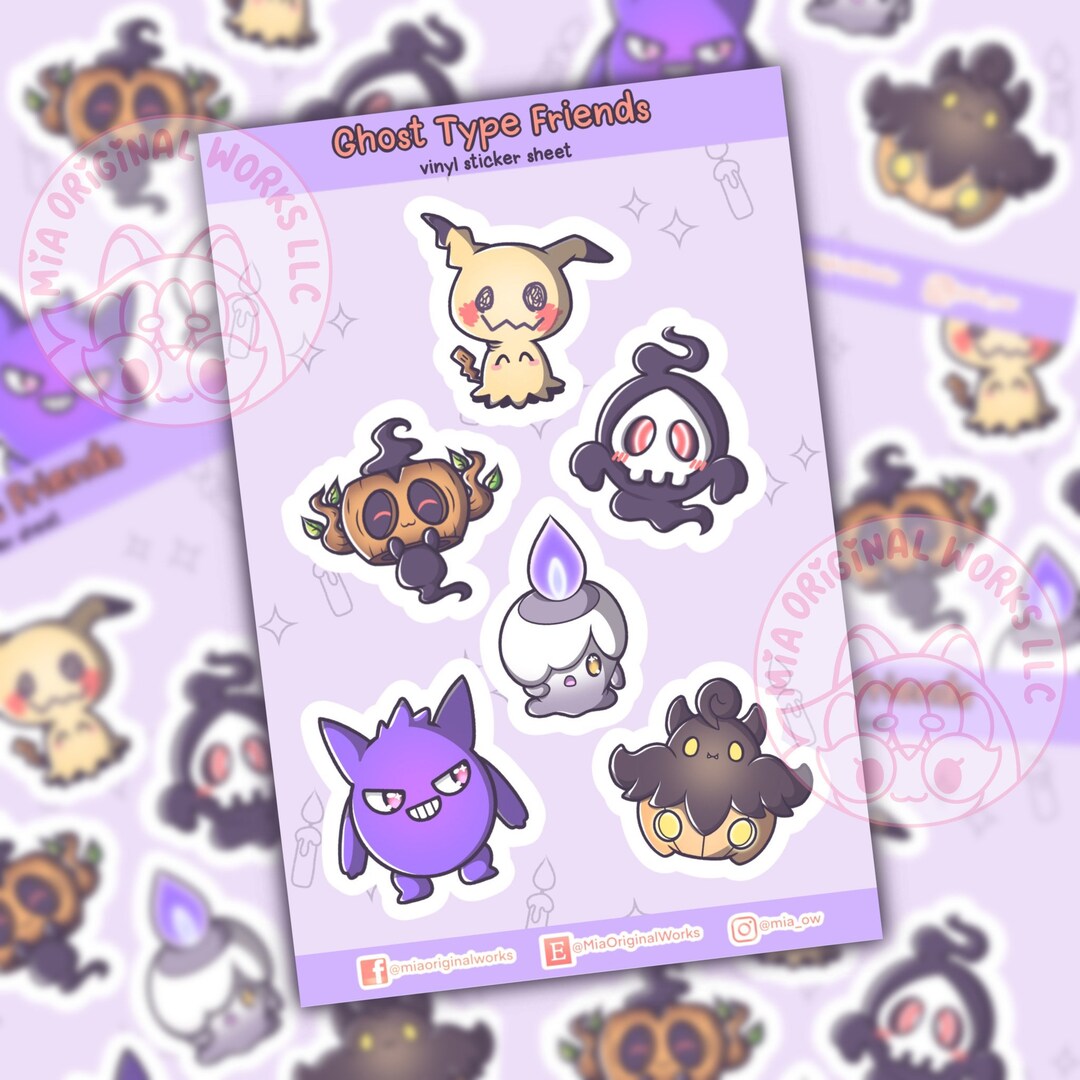 Ghost Type Anime Monster Friends Vinyl Sticker Sheet - Etsy