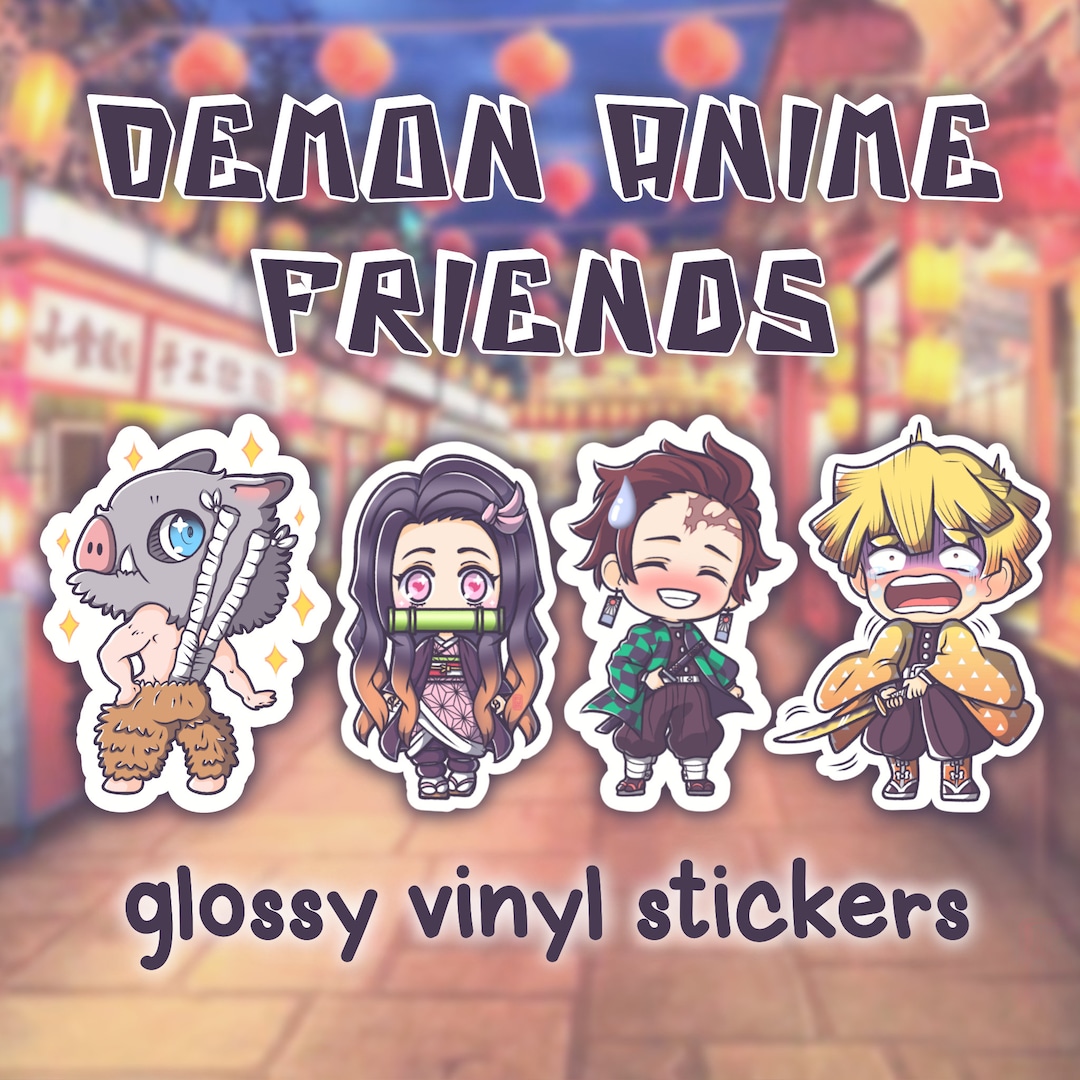 Demon Anime Friends Glossy Vinyl Stickers - Etsy