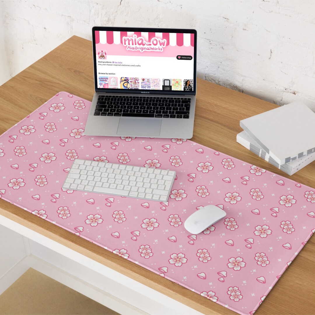White Sakura Sparkles Gaming Mouse Pad - Etsy
