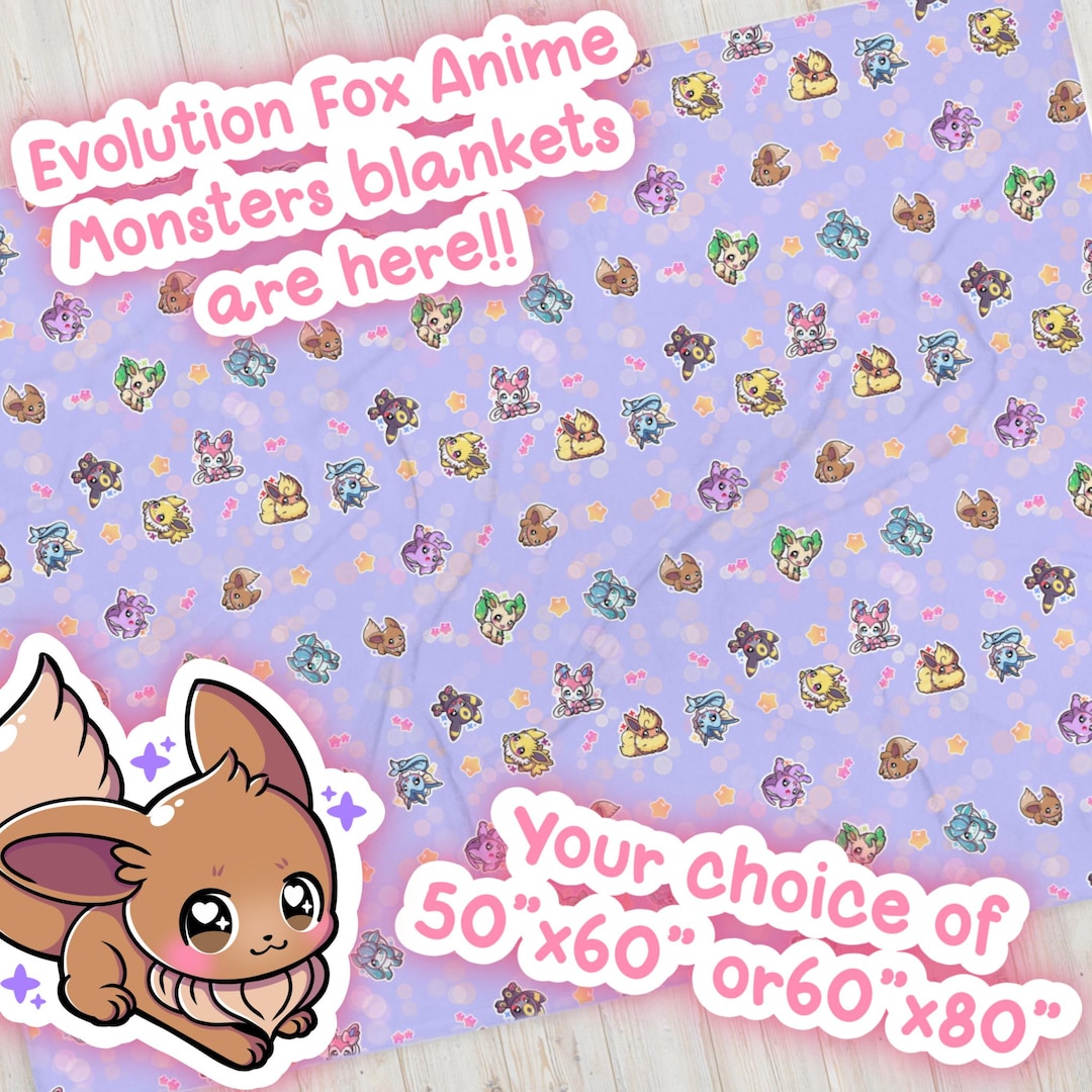 Evolution Fox Anime Monsters Throw Blanket - Etsy