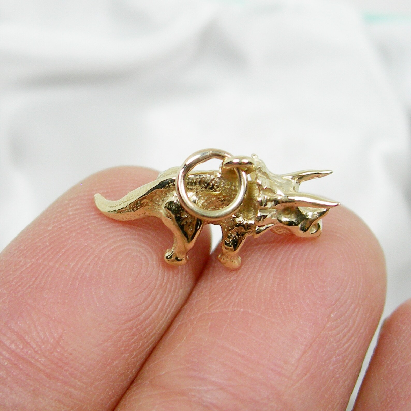 Torosaurus Triceratops Dinosaur Charm Pendant Genuine 925 Sterling ...