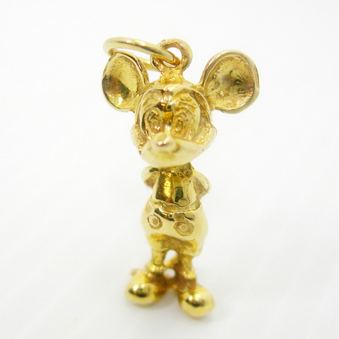 Solid 3 Dimensional Mickey Mouse Cartoon Charm Pendant, Genuine 375 9ct ...