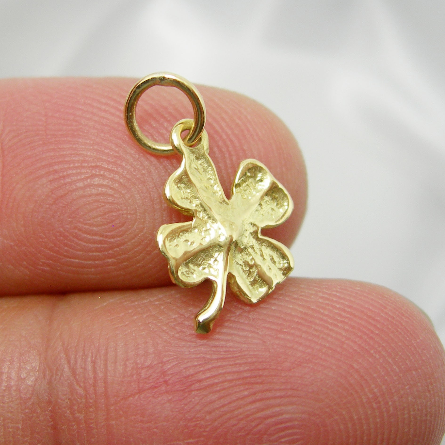 Lucky 4 Four Leave Leaf Clover Charm Pendant Genuine 375 9ct | Etsy