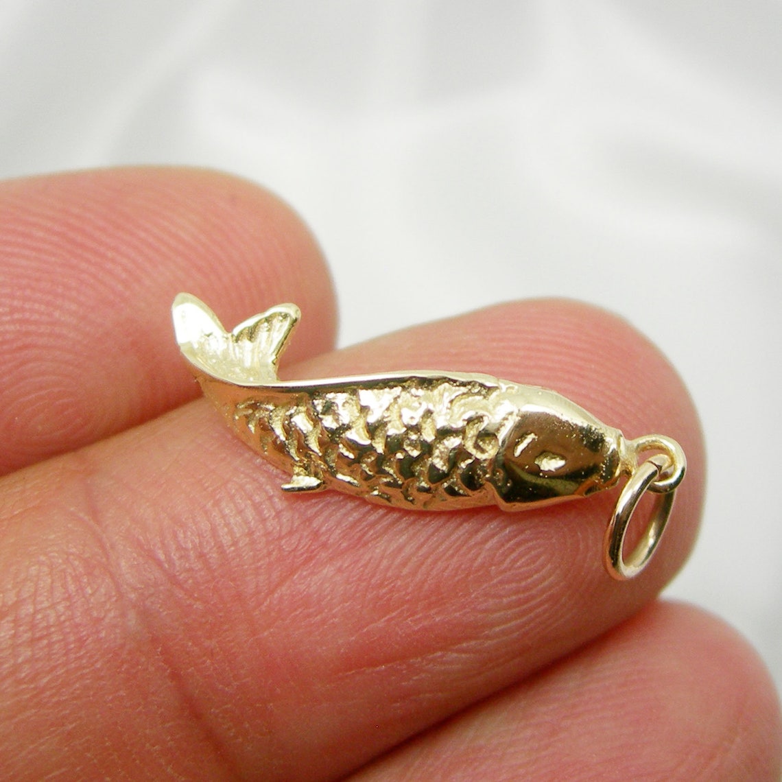 Small Lucky Koi Fish Animal Charm Pendant Genuine 375 9ct 9k - Etsy