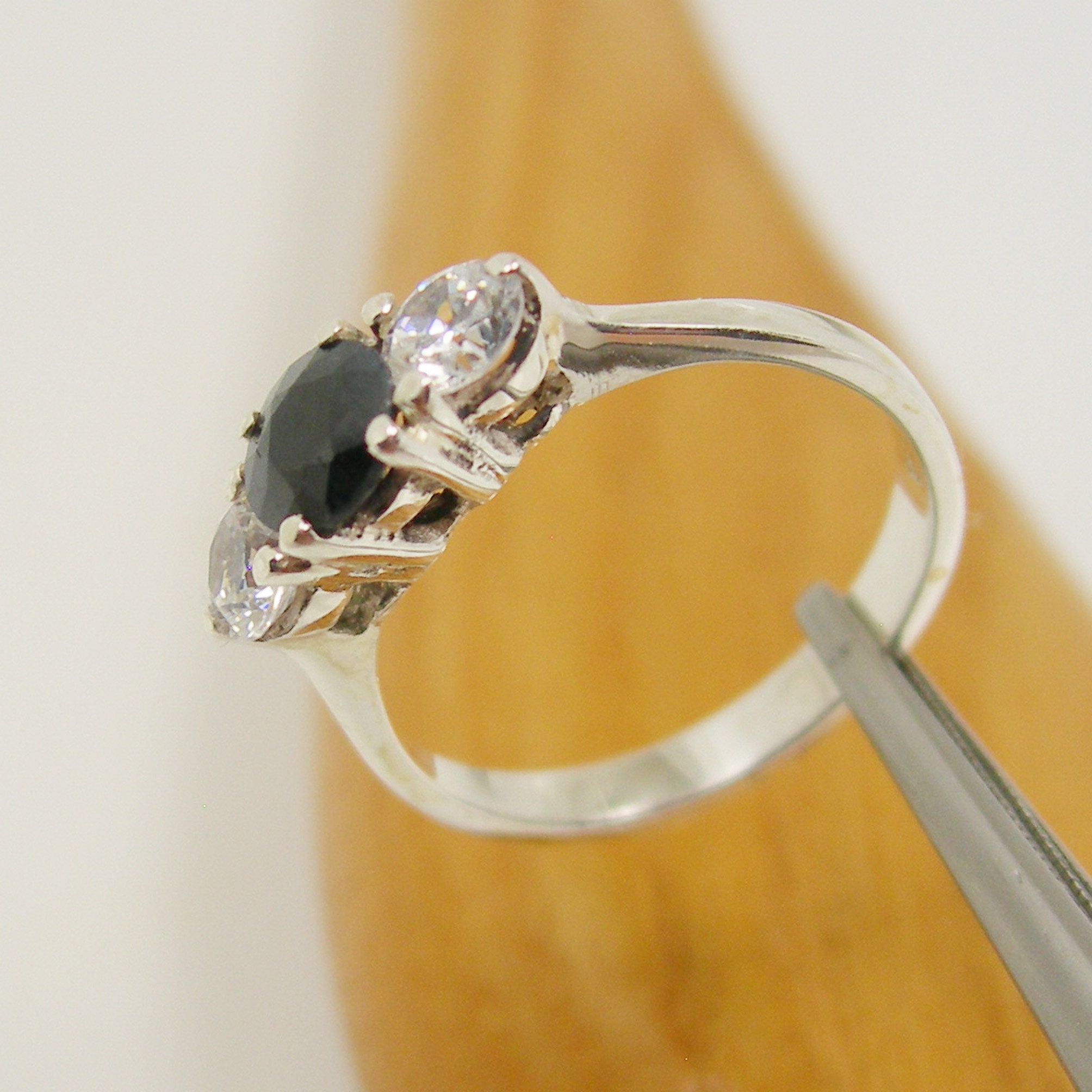 Three Stone Claw Ring Genuine 925 Sterling Silver Natural | Etsy