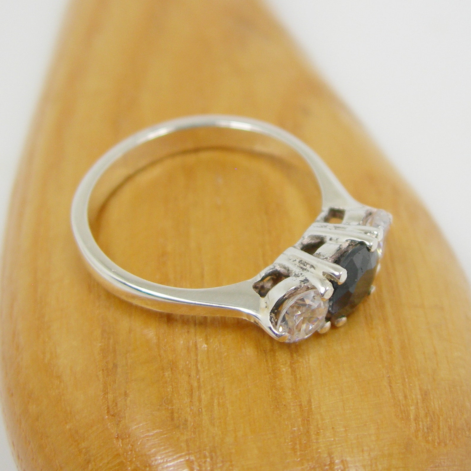 Three Stone Claw Ring Genuine 925 Sterling Silver Natural | Etsy