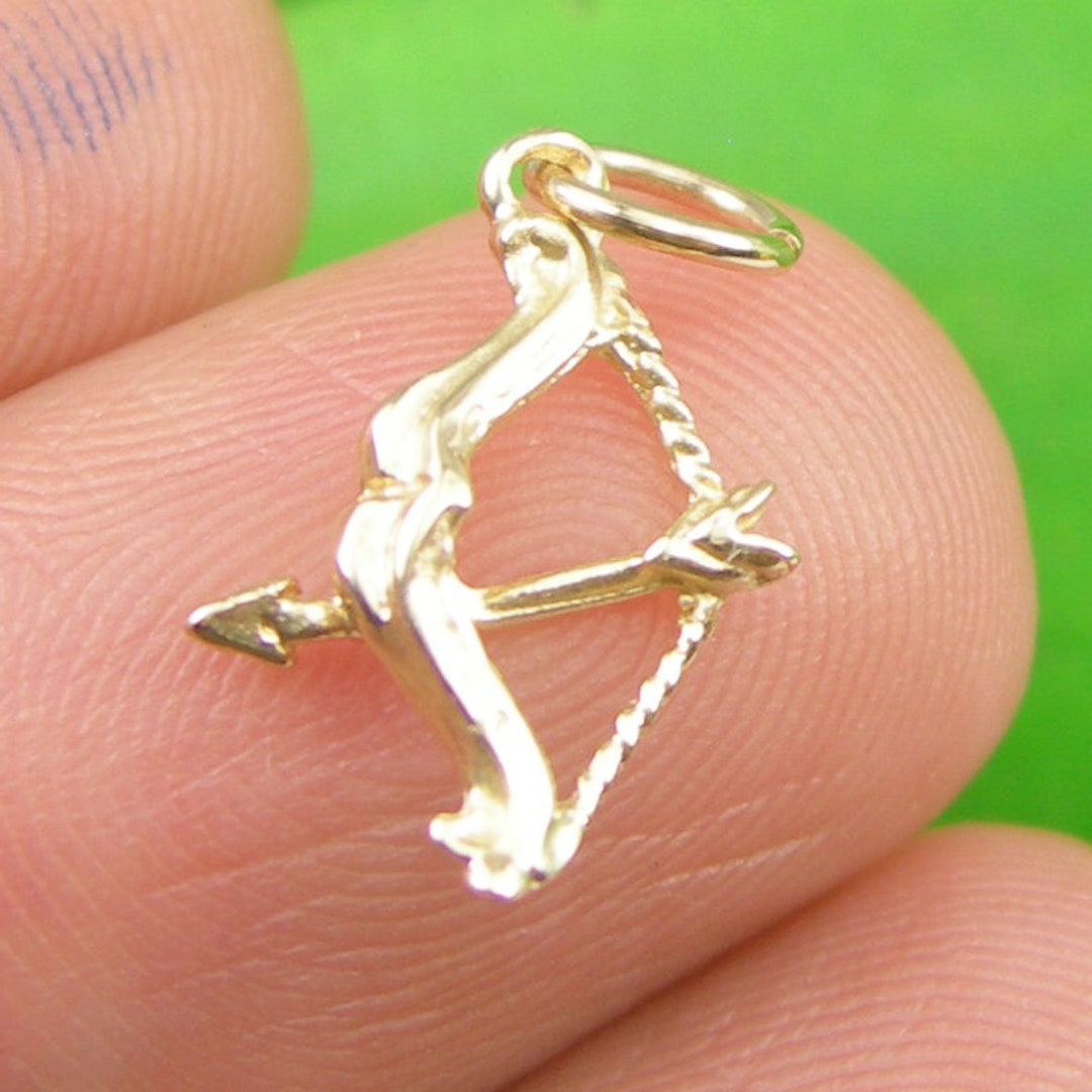 Cupid Bow and Arrow Solid 3D Small Design Charm Pendant Genuine 375 9ct ...