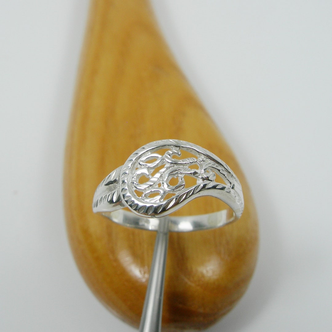 Filigree Loop Plain Band Low Profile Dress Ring Genuine 925 Sterling ...