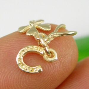Small Design 3 Pieces Horseshoe Wishbone Clover Lucky Charm Pendant ...