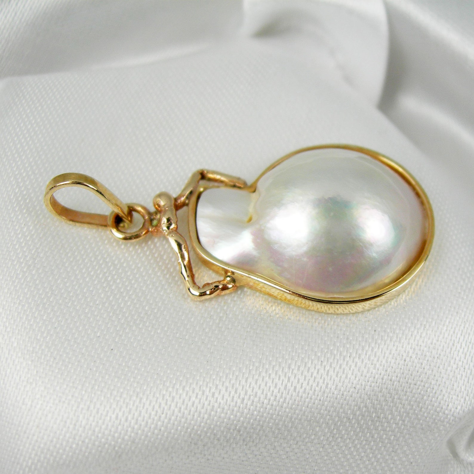 22x17mm Blister Shape White Australian Mabe Pearl Pendant Genuine 375 ...