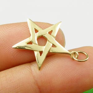 Five Pointed Star Pentagram Symbol Charm Pendant Genuine 375 9ct 9k or ...
