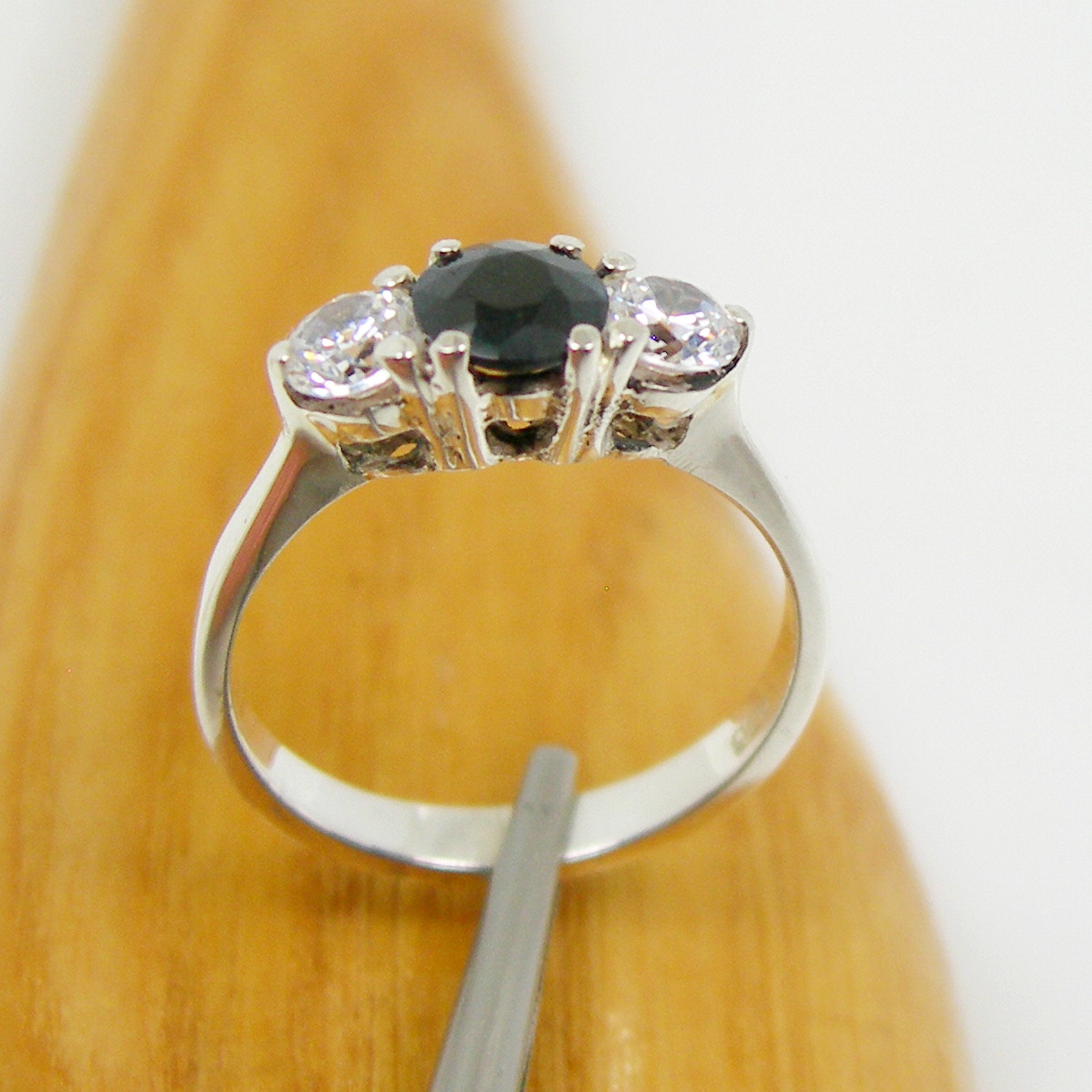 Three Stone Claw Ring Genuine 925 Sterling Silver Natural | Etsy