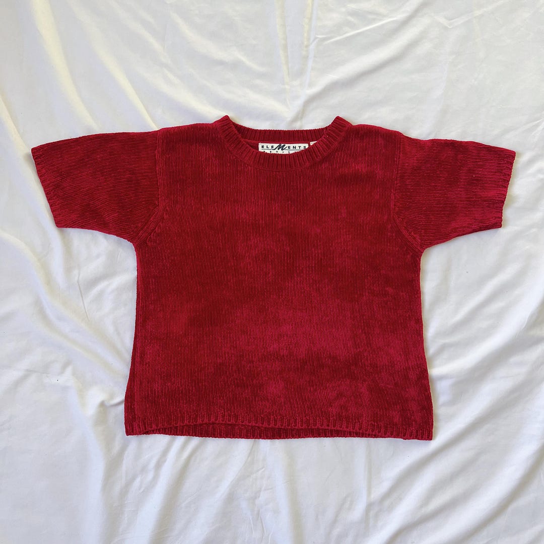 Vintage 90s Elements Petite Red Chenille Sweater Size Small Christmas ...