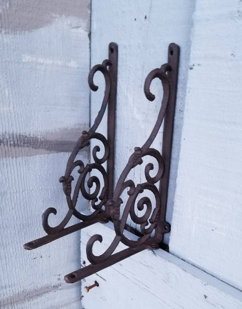 Corner brackets shelf brace iron shelf mount rustic corner | Etsy