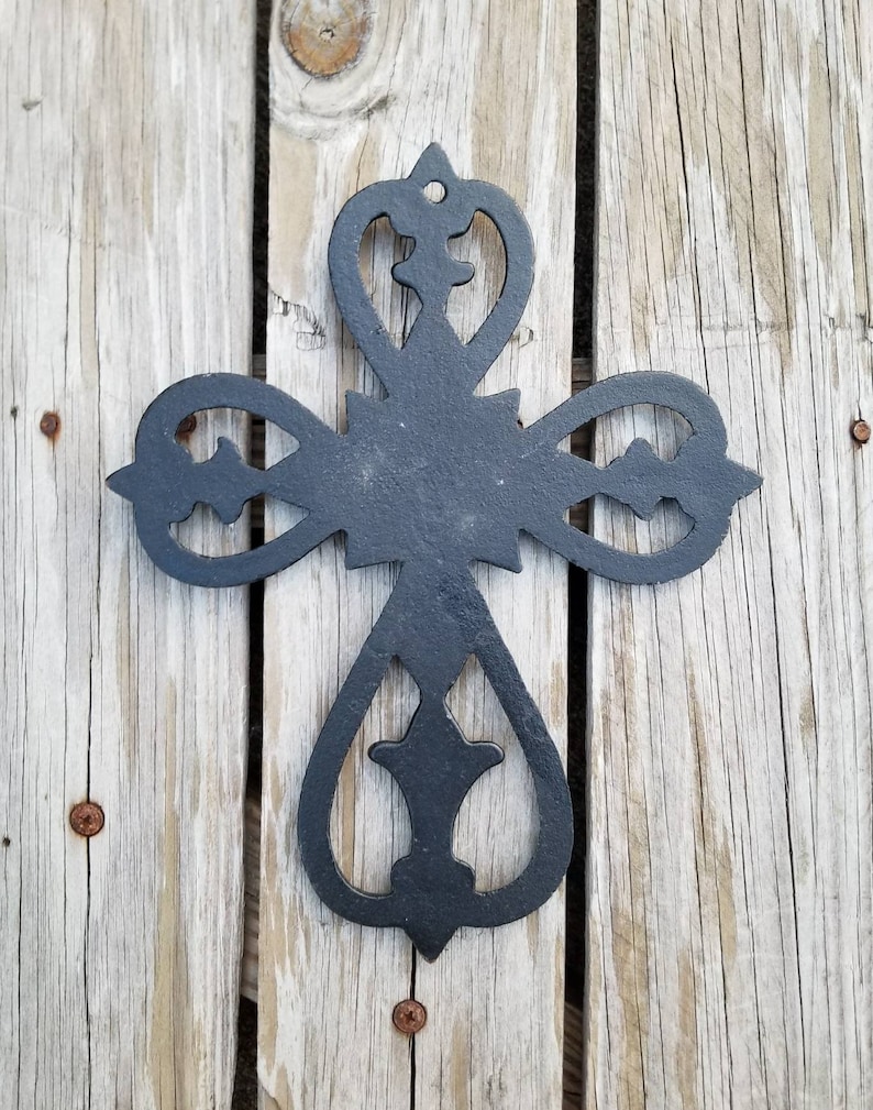 Cross, Wall Cross, Rustic Cross, Cast Iron Cross, Wall Decor, Fleur De ...