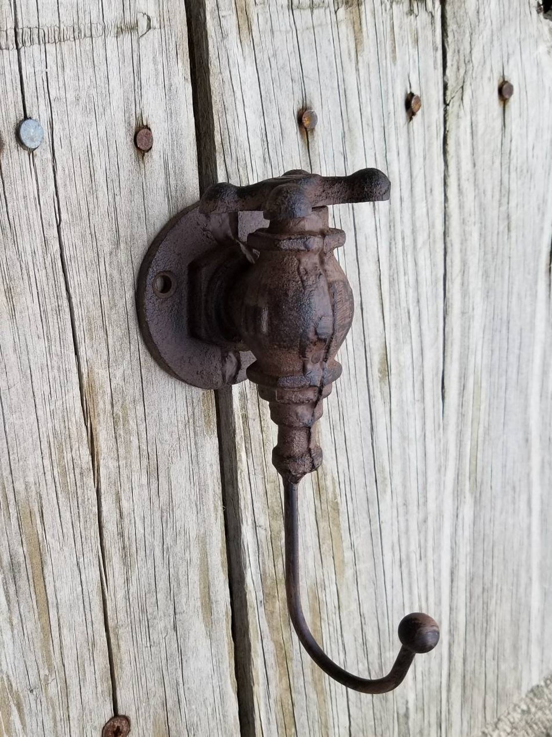 Towel Hook, Rustic Bath Decor, Industrial Towel Hook, Faucet Decor ...