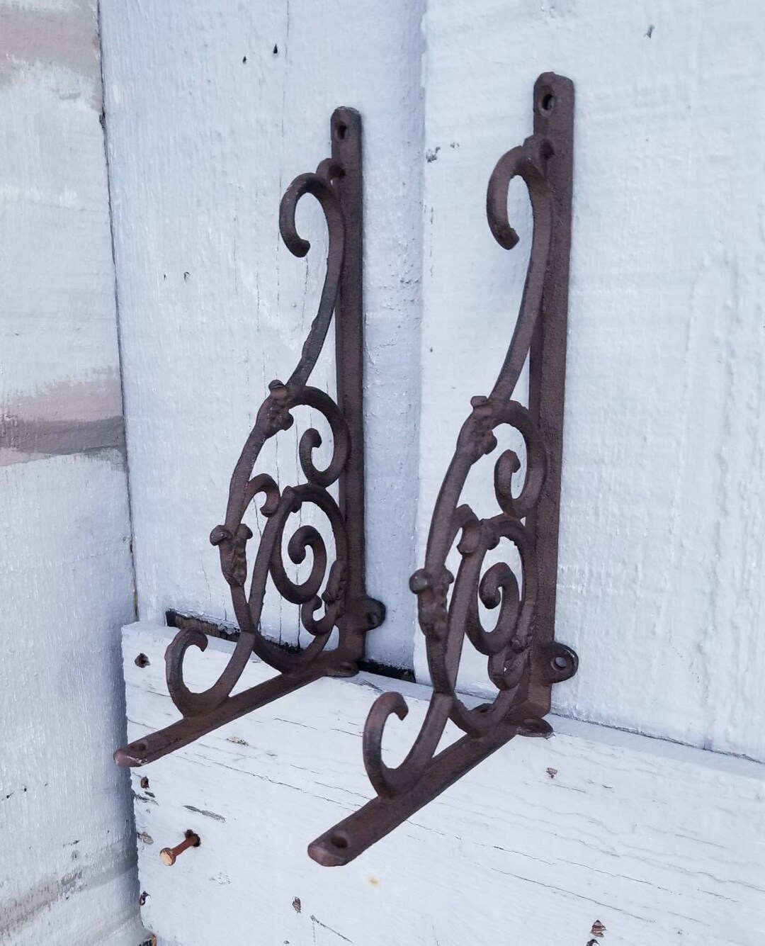 Corner Brackets, Shelf Brace, Iron Shelf Mount, Rustic Corner Brackets ...