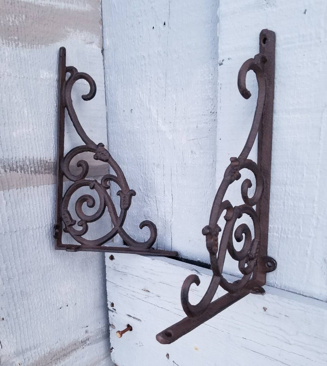 Corner brackets shelf brace iron shelf mount rustic corner - Etsy Italia