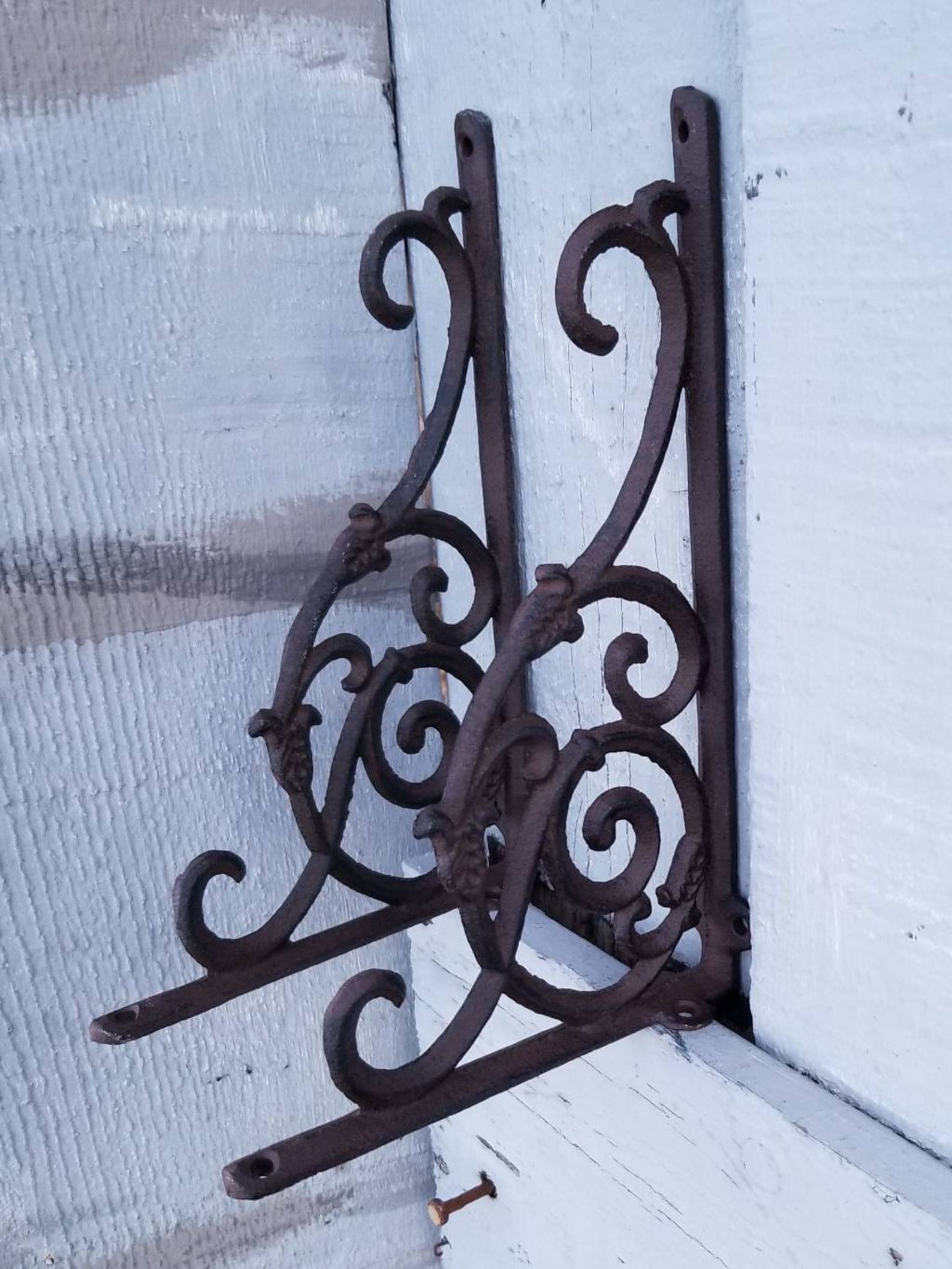 Corner brackets shelf brace iron shelf mount rustic corner | Etsy