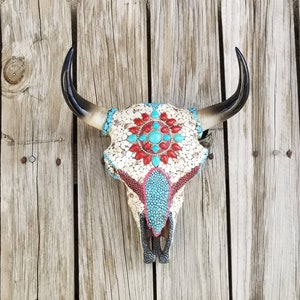 Skull, Decorative Skull, Taxidermy, Skull Decor, Boho Decor, Turquoise ...