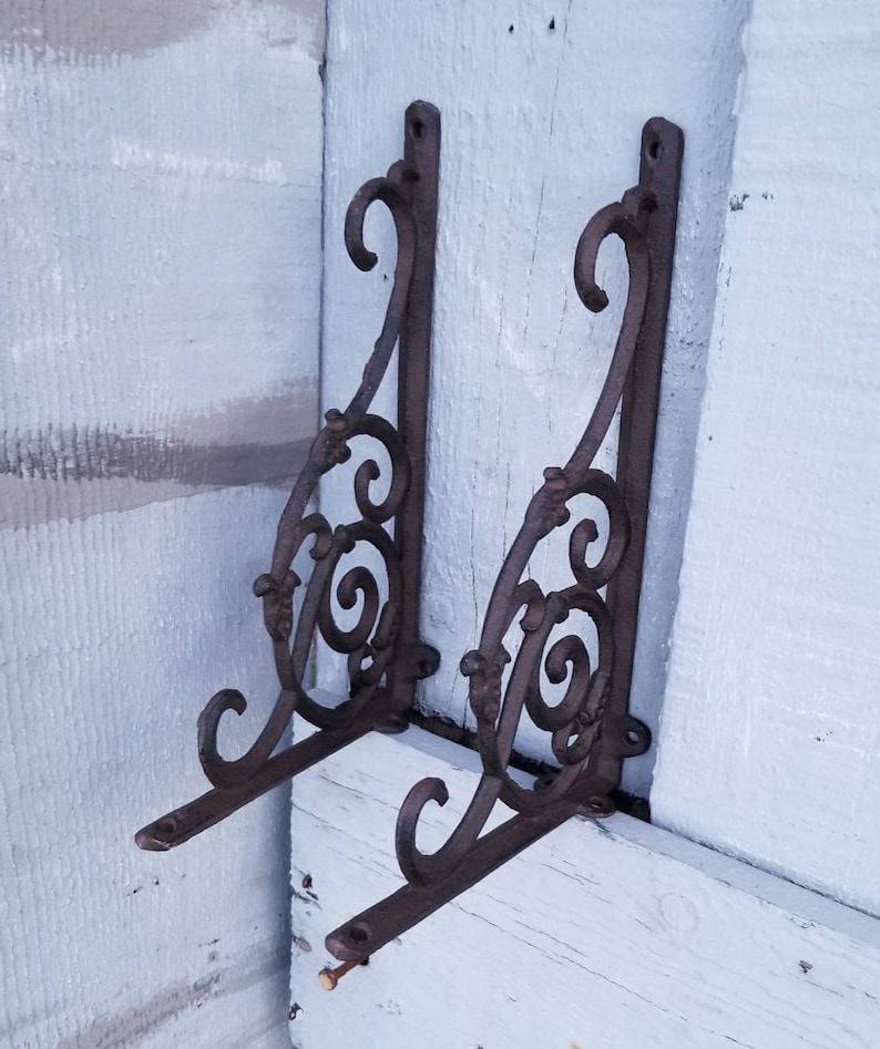 Corner brackets shelf brace iron shelf mount rustic corner | Etsy