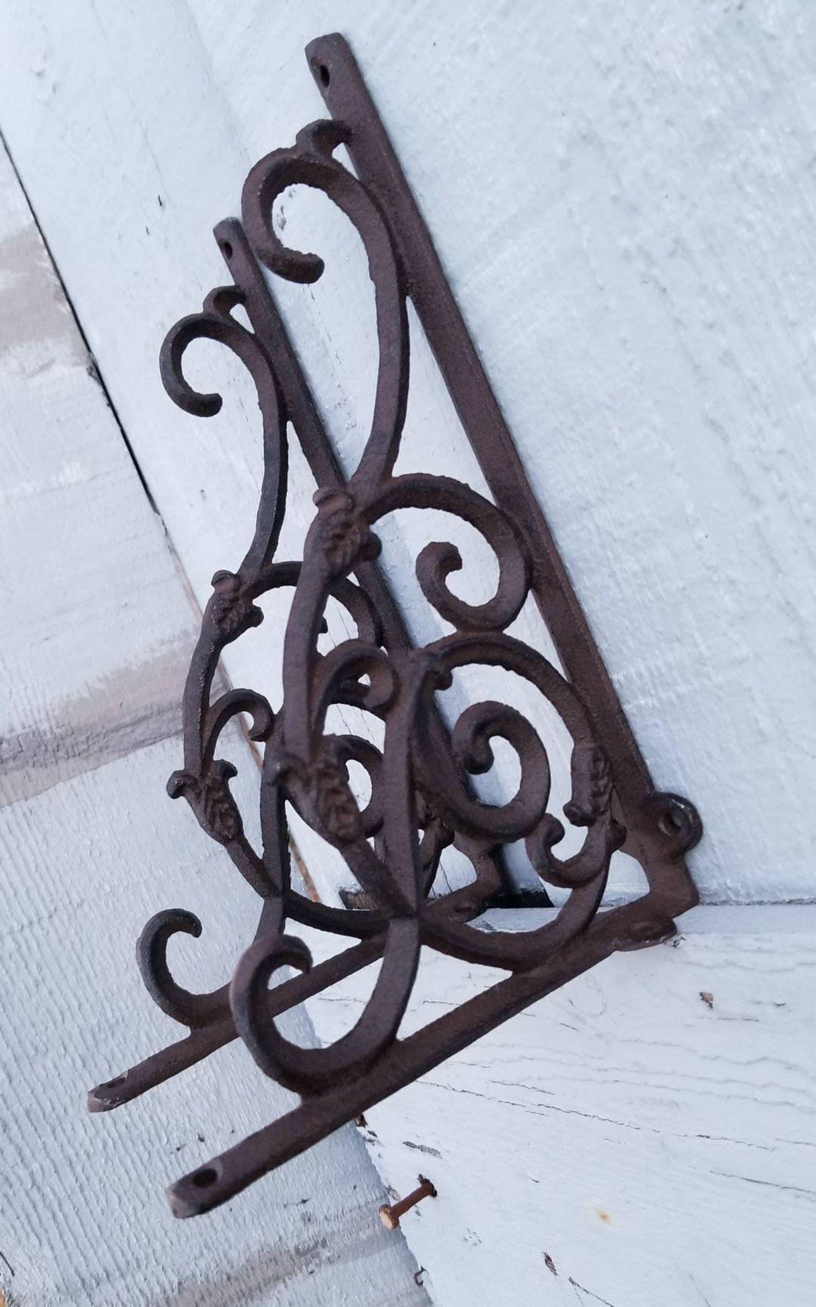 Corner brackets shelf brace iron shelf mount rustic corner | Etsy