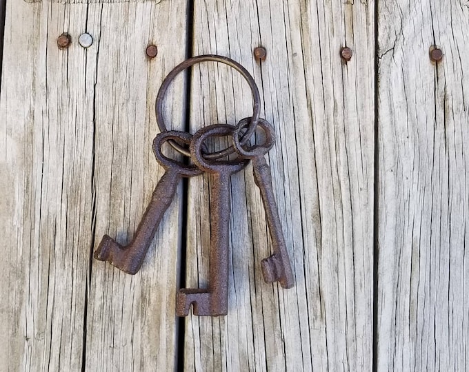 Antique Skeleton Keys / Pair of Large Skeleton Keys / Rustic Home Decor ...