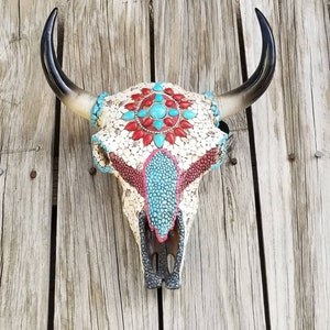 Skull, Decorative Skull, Taxidermy, Skull Decor, Boho Decor, Turquoise ...