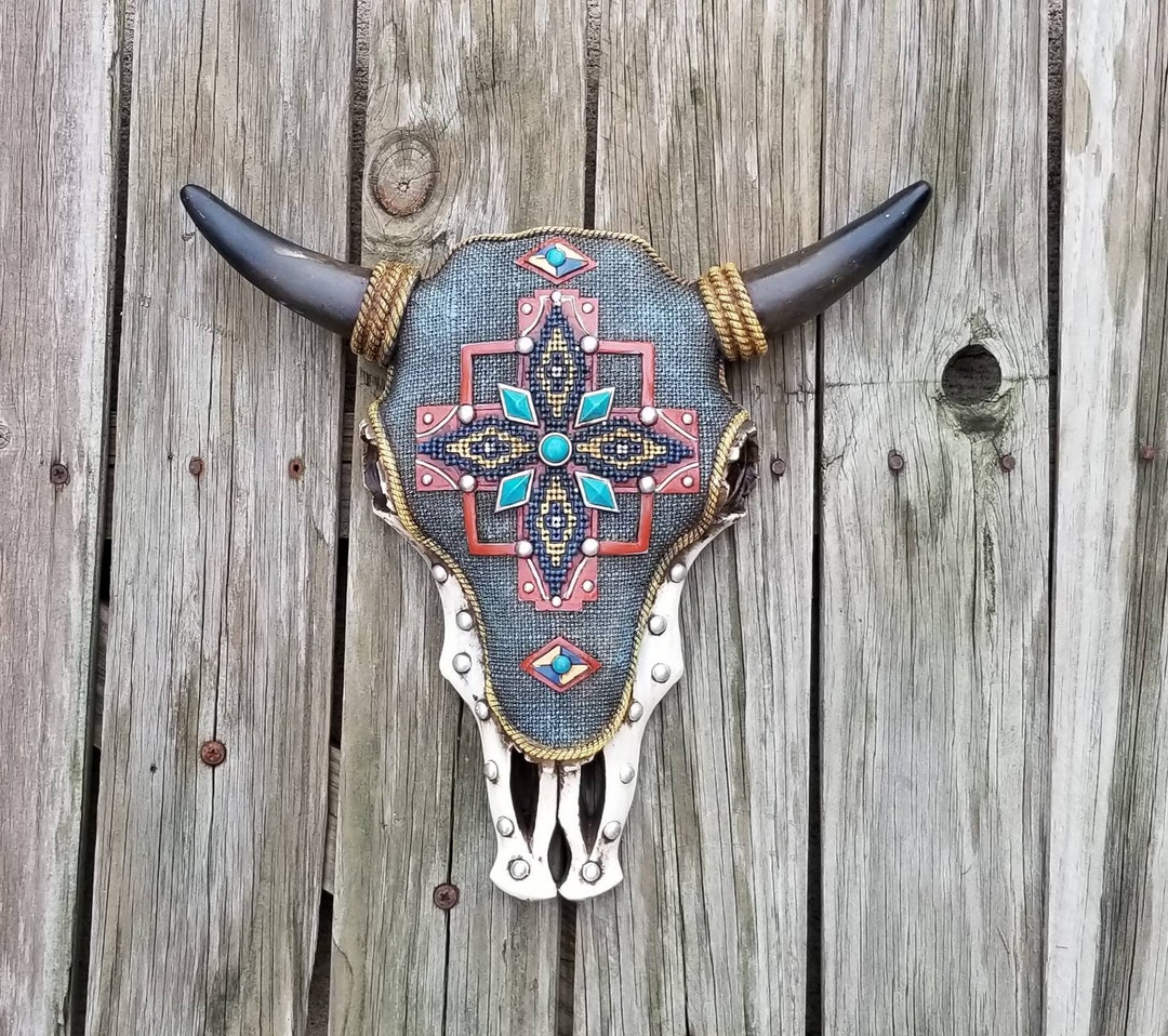 Skull, Decorative Skull, Taxidermy, Skull Decor, Boho Decor, Painted ...