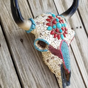 Skull, Decorative Skull, Taxidermy, Skull Decor, Boho Decor, Turquoise ...