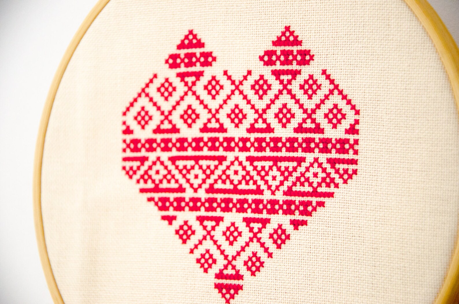 Redwork Heart PDF CHART Modern Cross Stitch Pattern for - Etsy