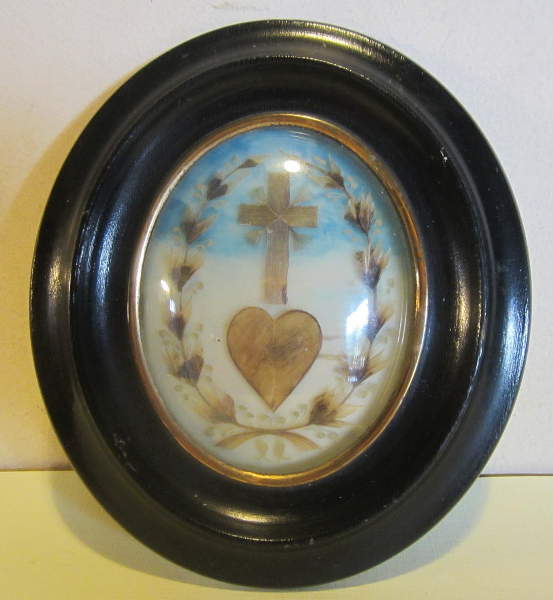 Antique Memento Mori, Framed Miniature With Palette Hair Work From a ...