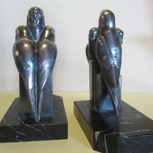 ANTIQUE Book Ends Budgerigar, Parakeet, Paroquet, Made in France ...