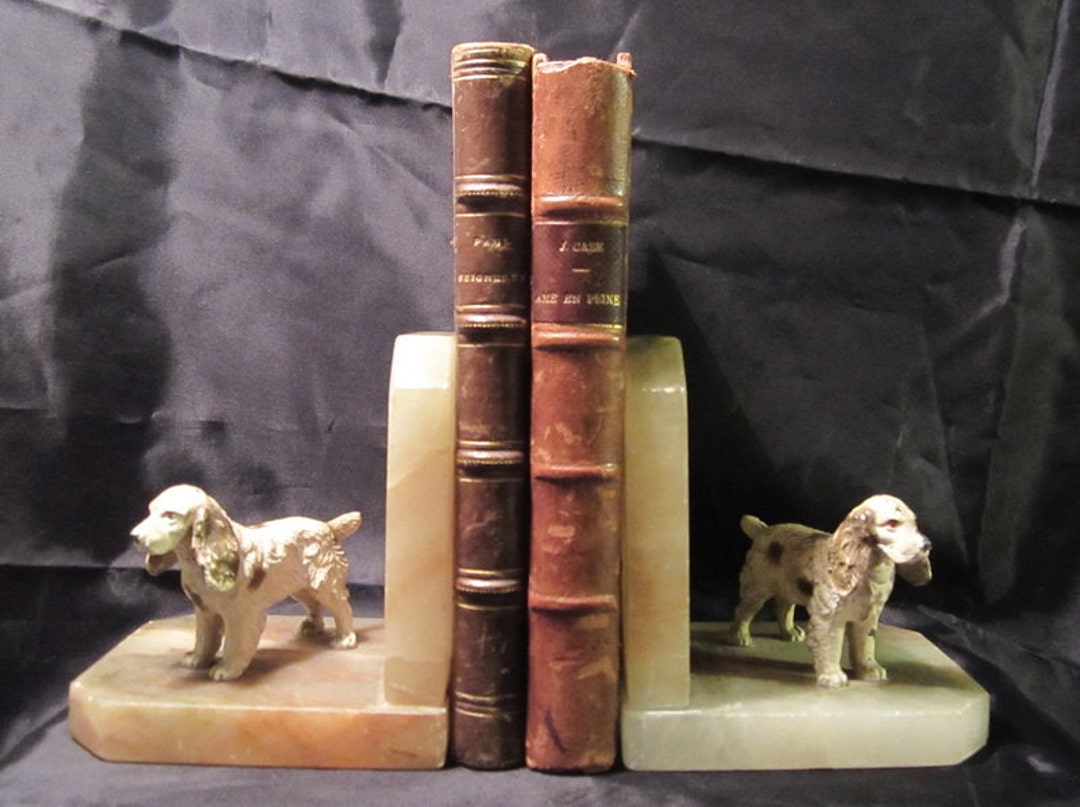 Antique Vienna Spaniel Bookends, Cute Wiener Pewter, No Bronze, Cold ...