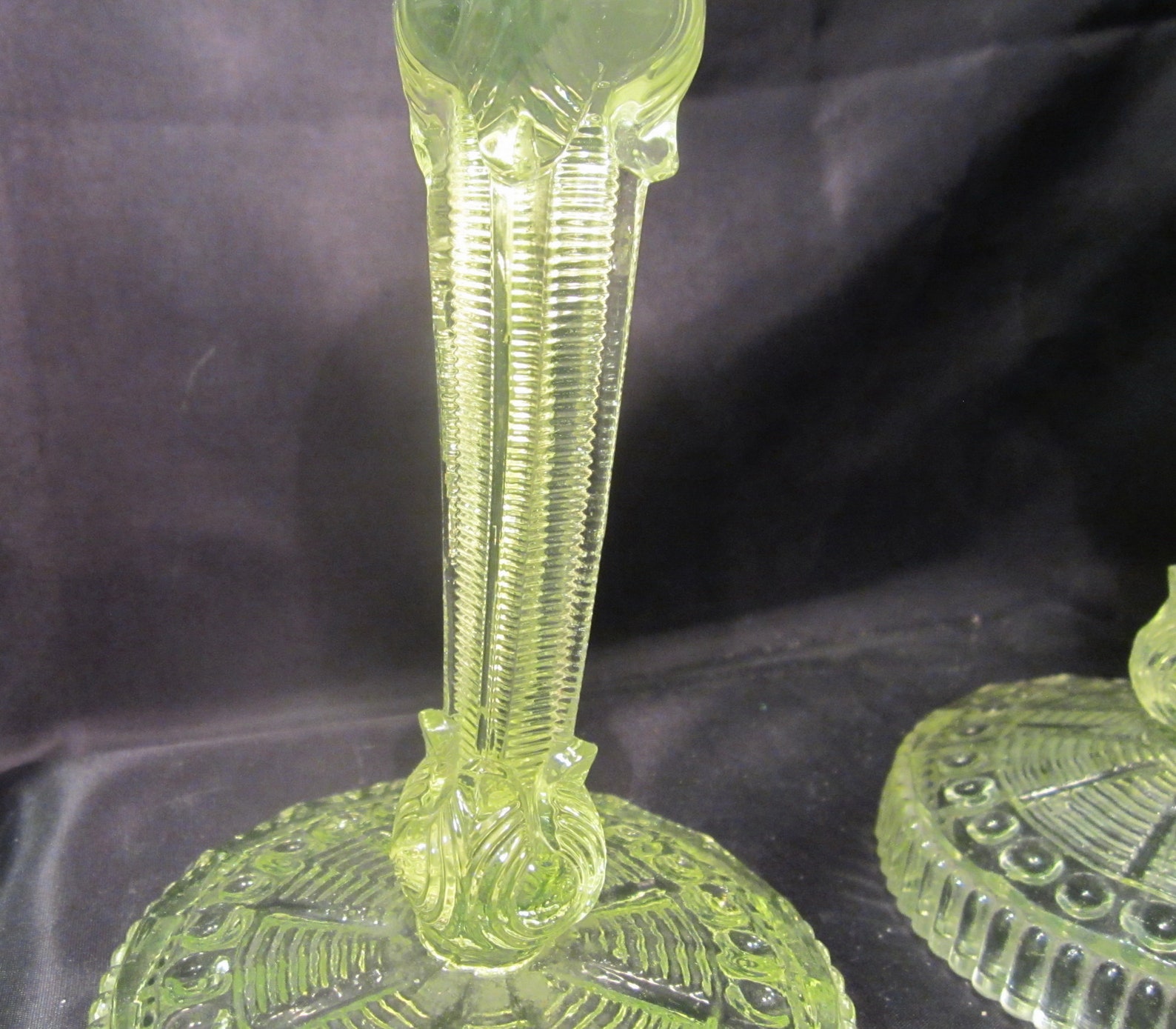 2 Antique Vaseline Uranium Glass Candle Sticks, Candle Holders, Ca 1920 ...