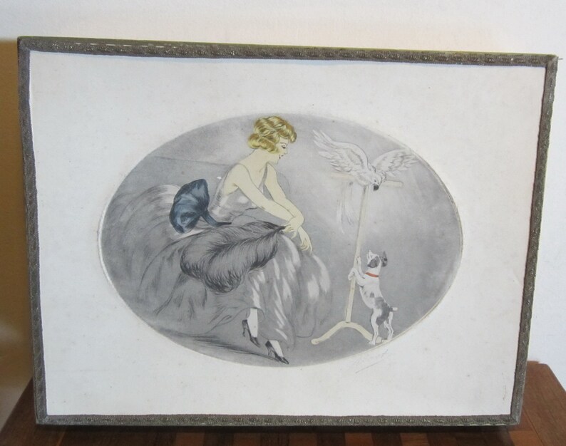 2 Antique Lithographed Boxes Lady W Butterfly and Lady W Dog - Etsy