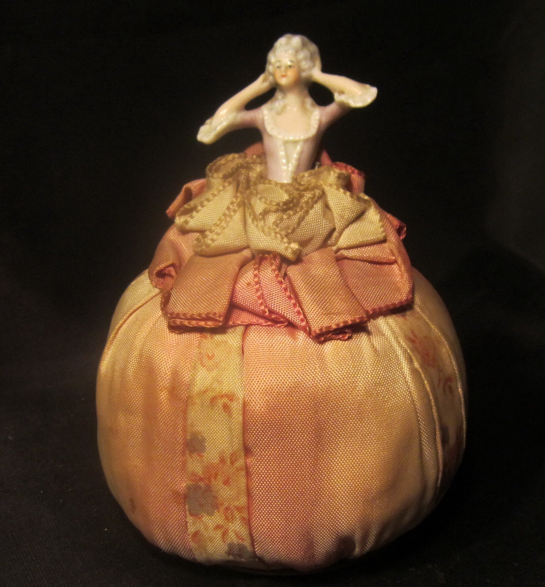 Vintage Porcelain Pin Doll Lady Half Doll Pin Cushion Sculpture Art ...