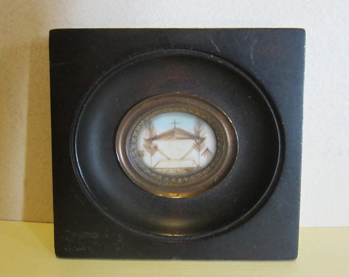 Antique Memento Mori,framed Hair Art Graveyard Scene Hair Work From ...
